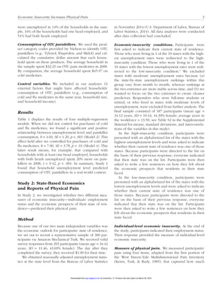 Economic Insecurity Increases Physical Pain | PDF