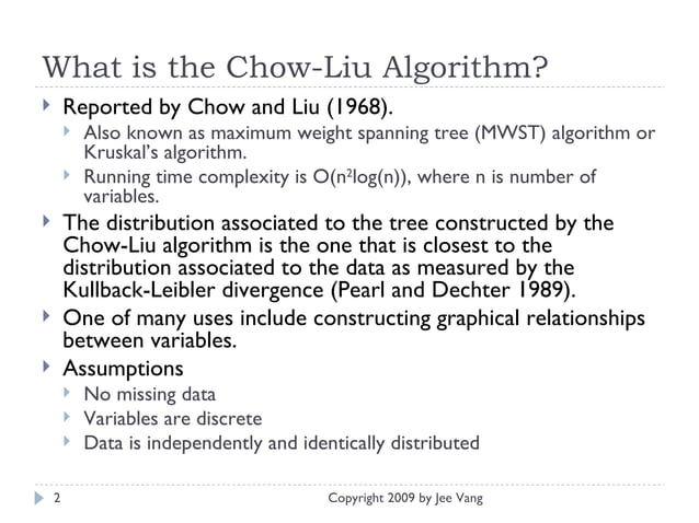A Quick Introduction to the Chow Liu Algorithm | PPT