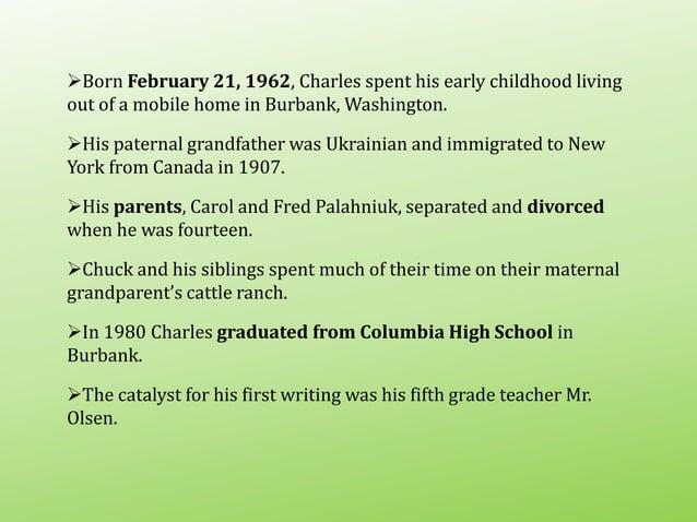 Chuck Palahniuk presentation | PPT