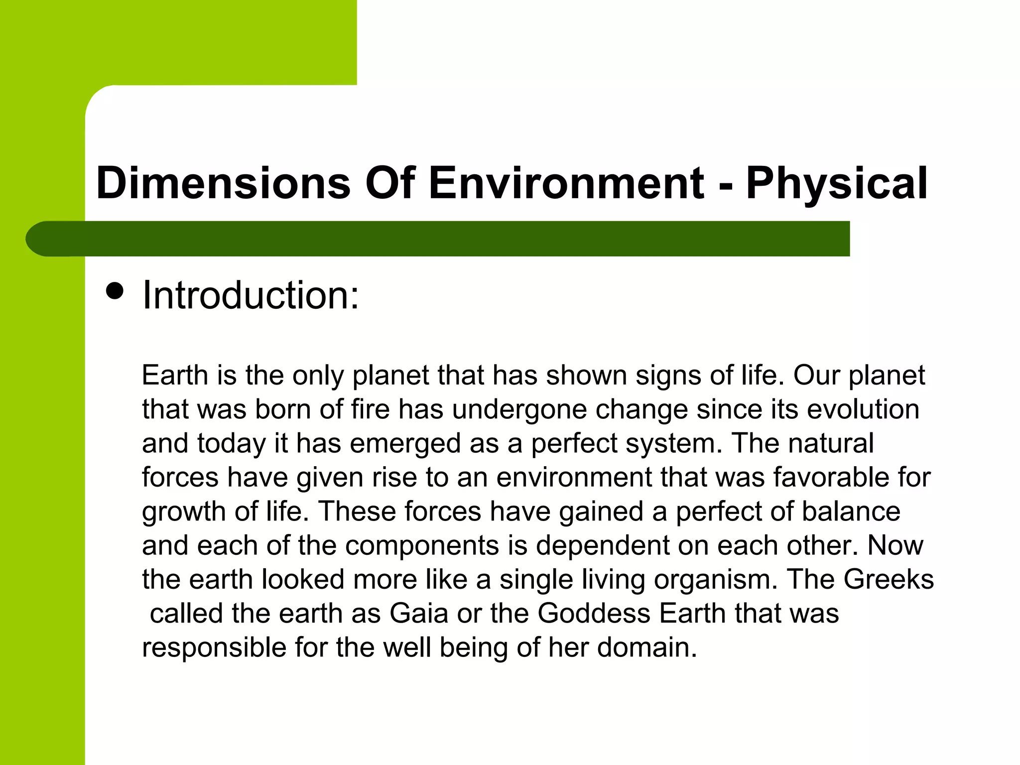 Dimensions of environment physical | PPT