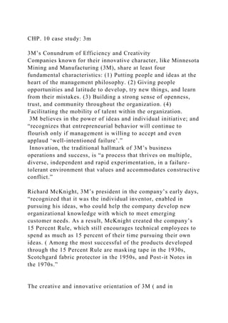 CHP. 10 case study 3m 3M’s Conundrum of Efficiency and Creativi.docx