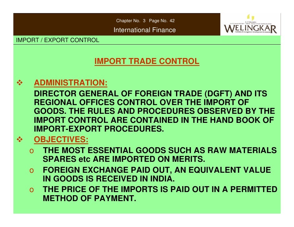 Import and Export Control