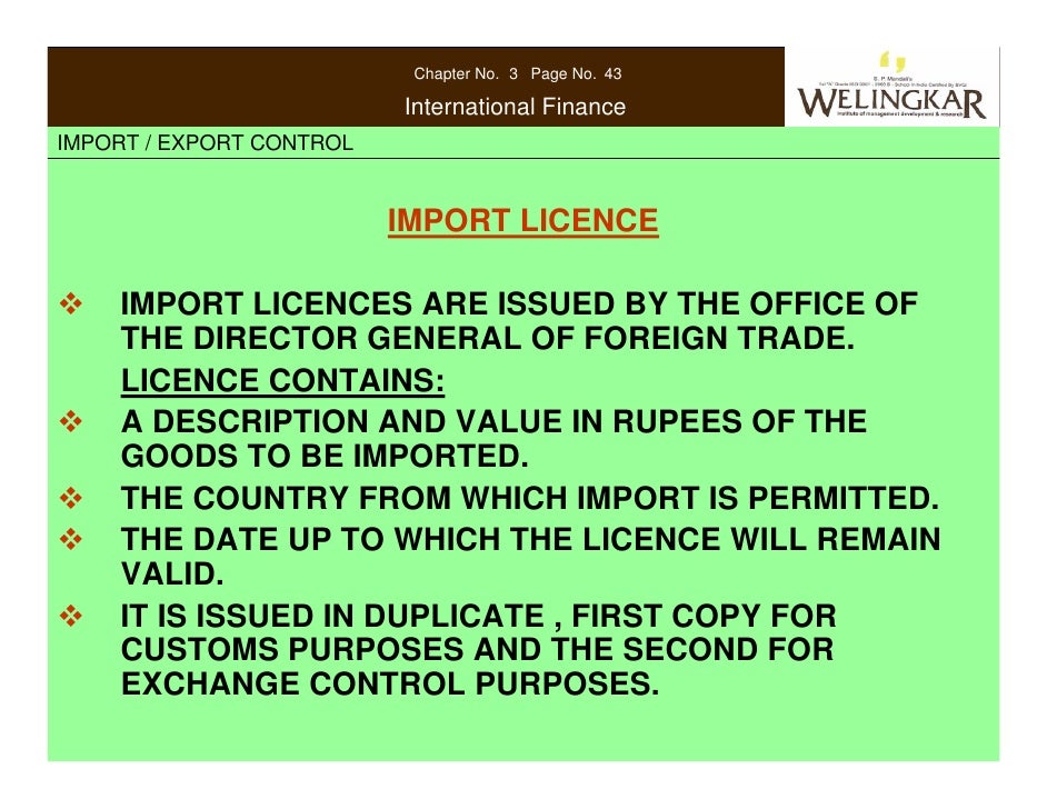 Import and Export Control