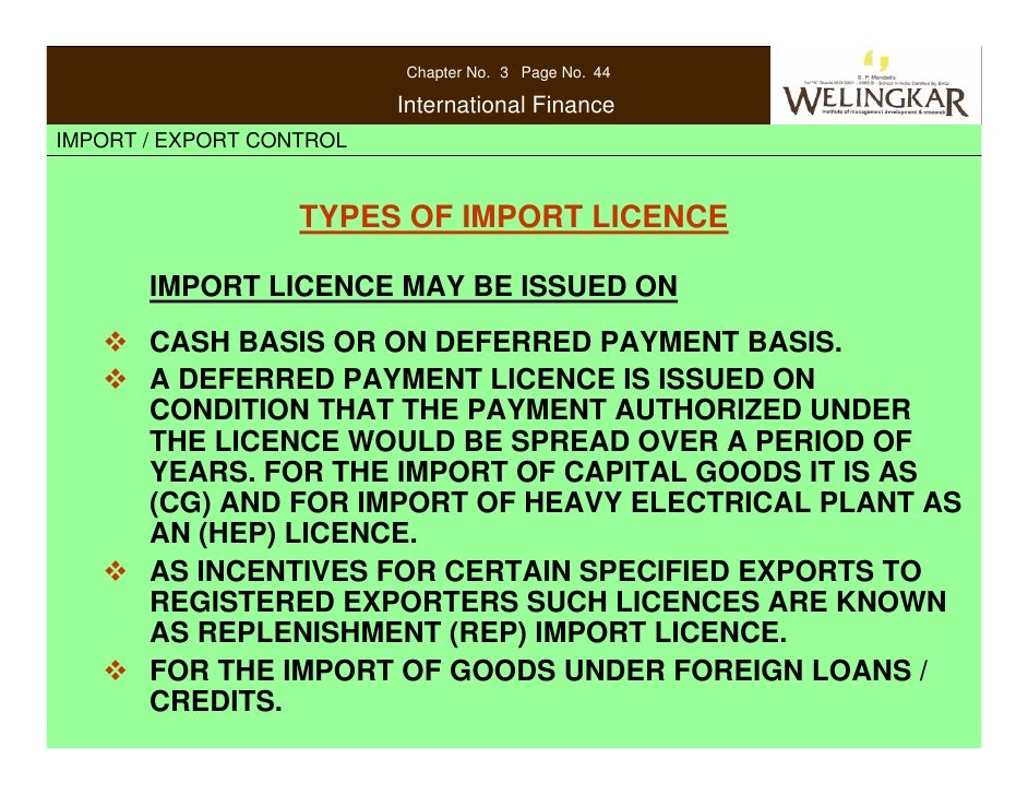 Import and Export Control