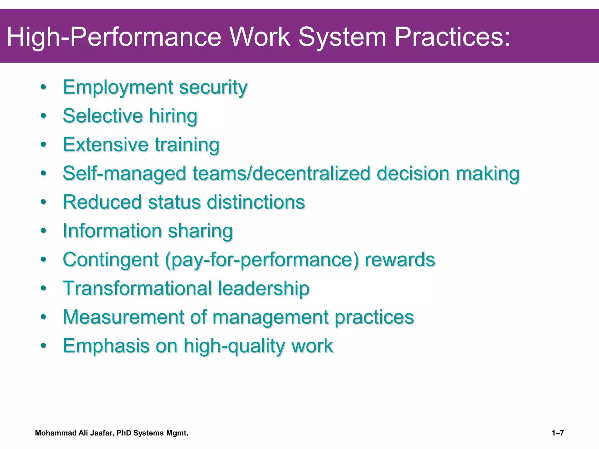 Chp 1, INTRODUCTION TO HUMAN RESOURCE MANAGEMENT by Mohammad Ali Jaafar, PhD Systems Mgmt. | PPT