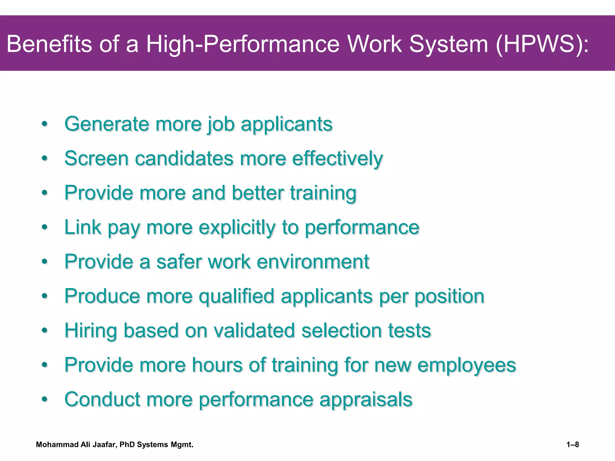 Chp 1, INTRODUCTION TO HUMAN RESOURCE MANAGEMENT by Mohammad Ali Jaafar, PhD Systems Mgmt. | PPT