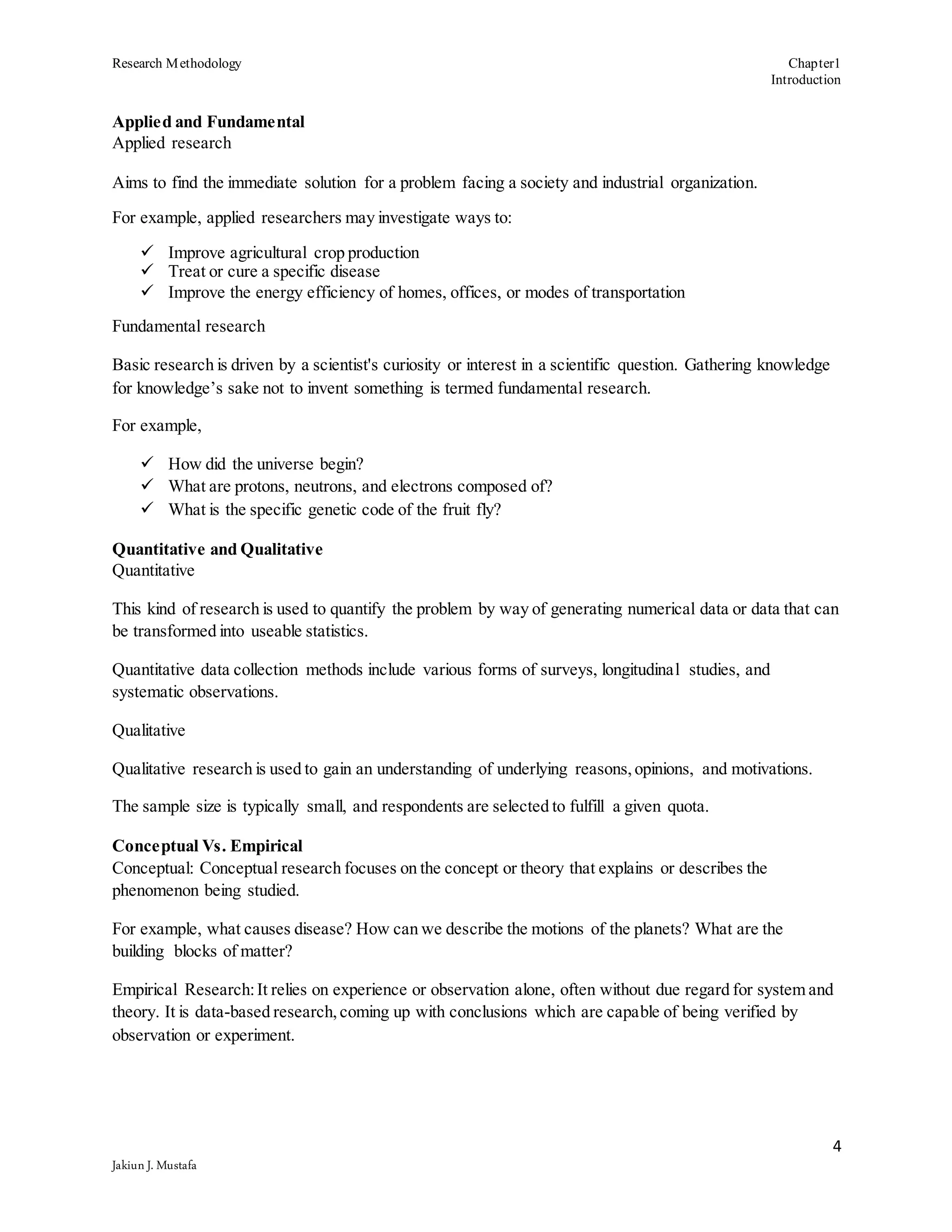 Research Methodology - introduction | DOCX | Science