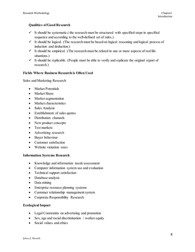 Research Methodology - introduction | DOCX | Science