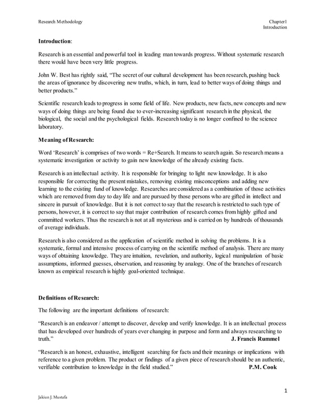 Research Methodology - introduction | PDF