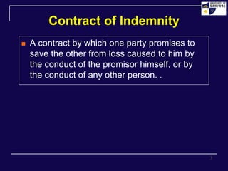 CHP#11 Indemnity and Guarantee.ppt contract | PPT