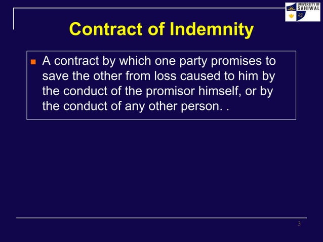 CHP#11 Indemnity and Guarantee.ppt contract | PPT
