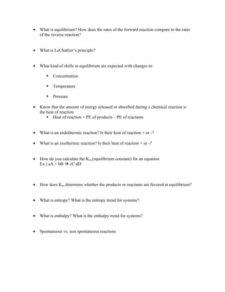 Chemistry- Chp 18 - Reaction Rates and Equilibrium - Study Guide | DOC