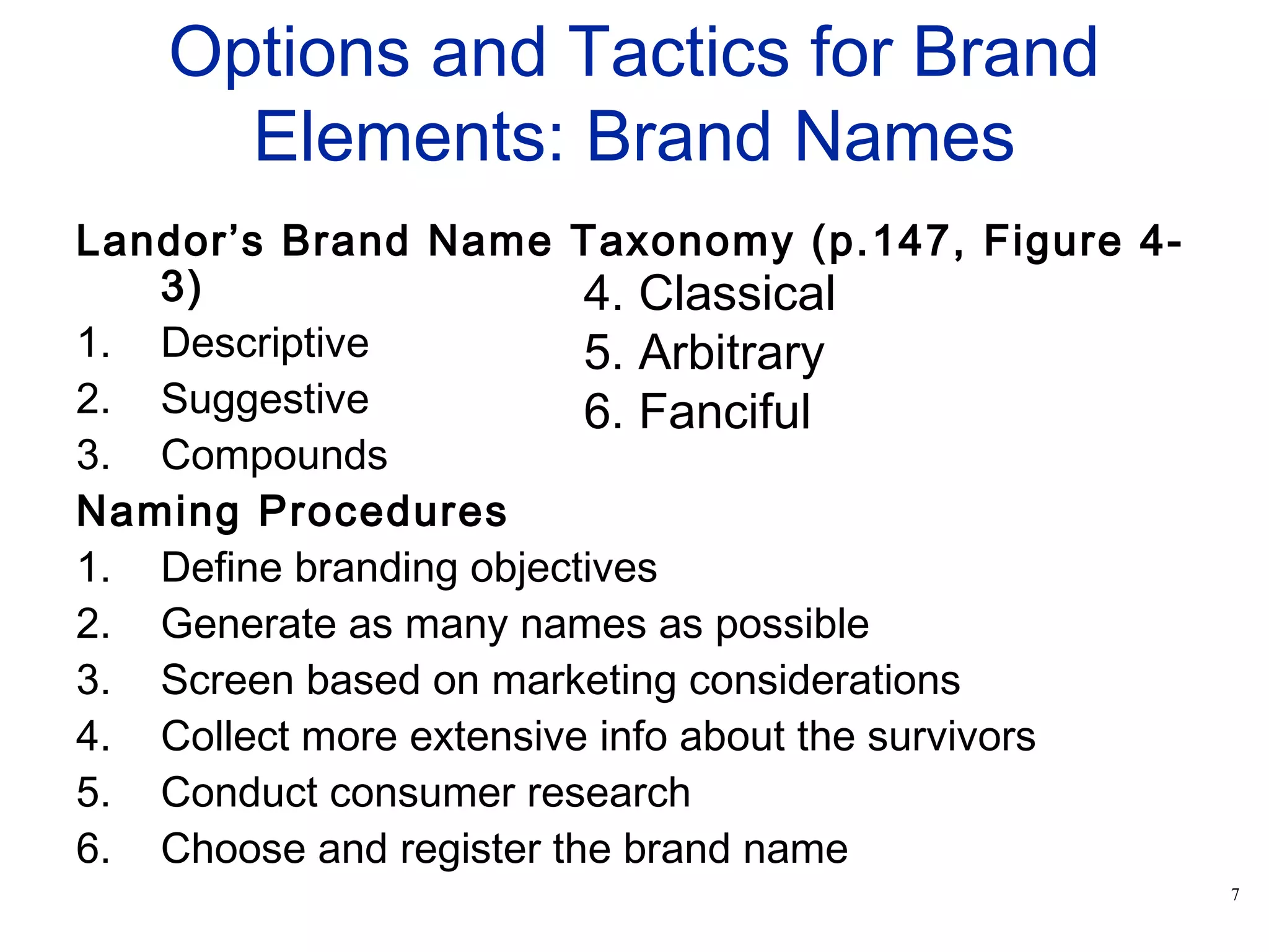 CHOOSING BRAND ELEMENTS | PPT