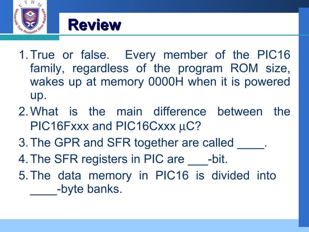 Chp4 Introduction To The Pic Microcontroller Copy Ppt