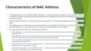 Media Access Control Address or MAC address | PPT