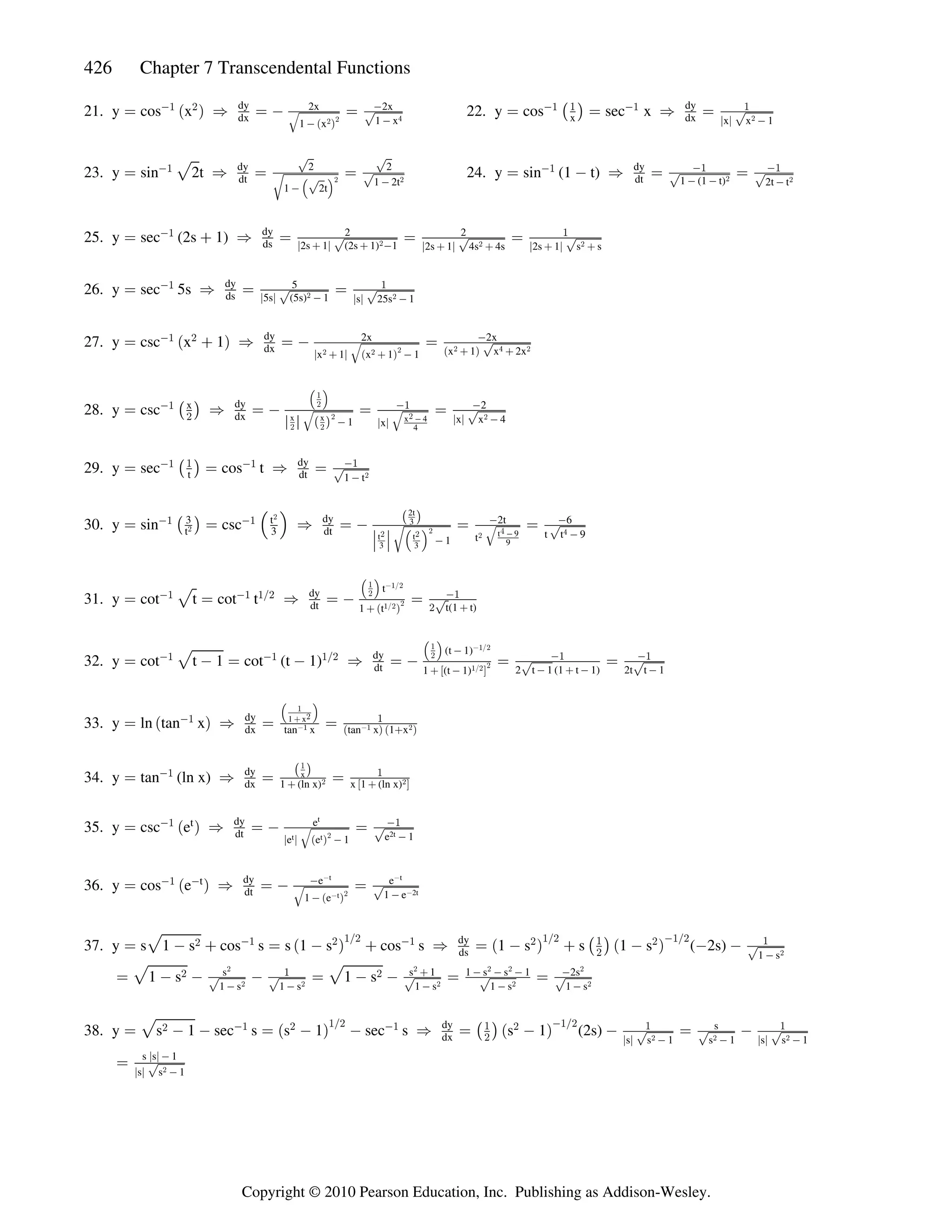 Chp7 transcendental functions | PDF