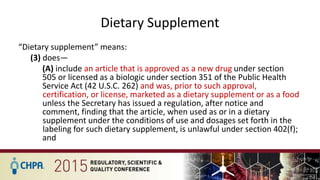 Probiotic Regulations: Supplement, Drug or Something in Between? | PPTX