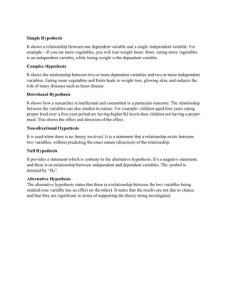 Research Chp : Formulation of Hypotheses | DOCX