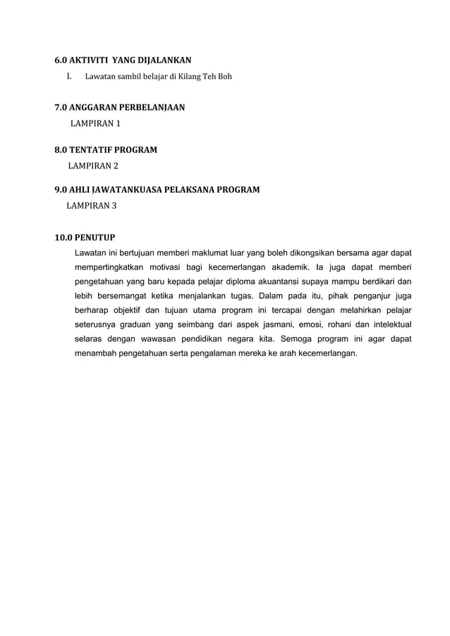 Contoh Kertas Kerja Lawatan... | DOCX