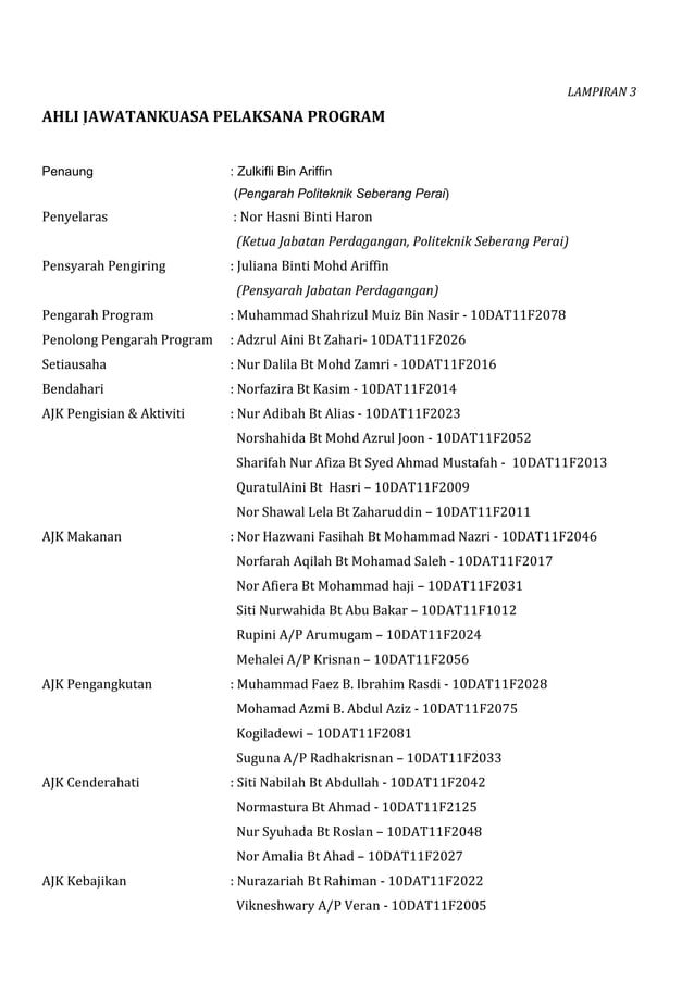 Contoh Kertas Kerja Lawatan... | DOCX
