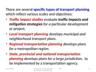urban and regional transport planning transport planning | PPT