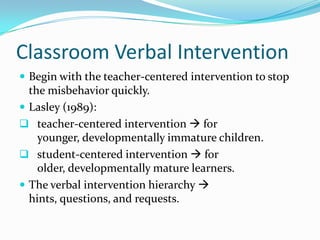 Verbal Interventions and Use of Logical Consequences | PPTX