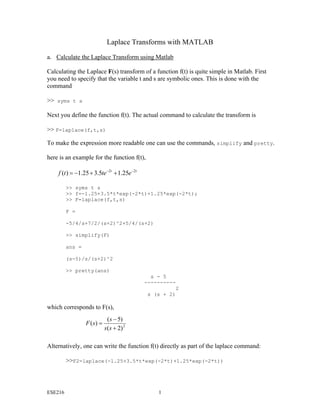Chpt13 laplacetransformsmatlab | PDF | Physics | Science