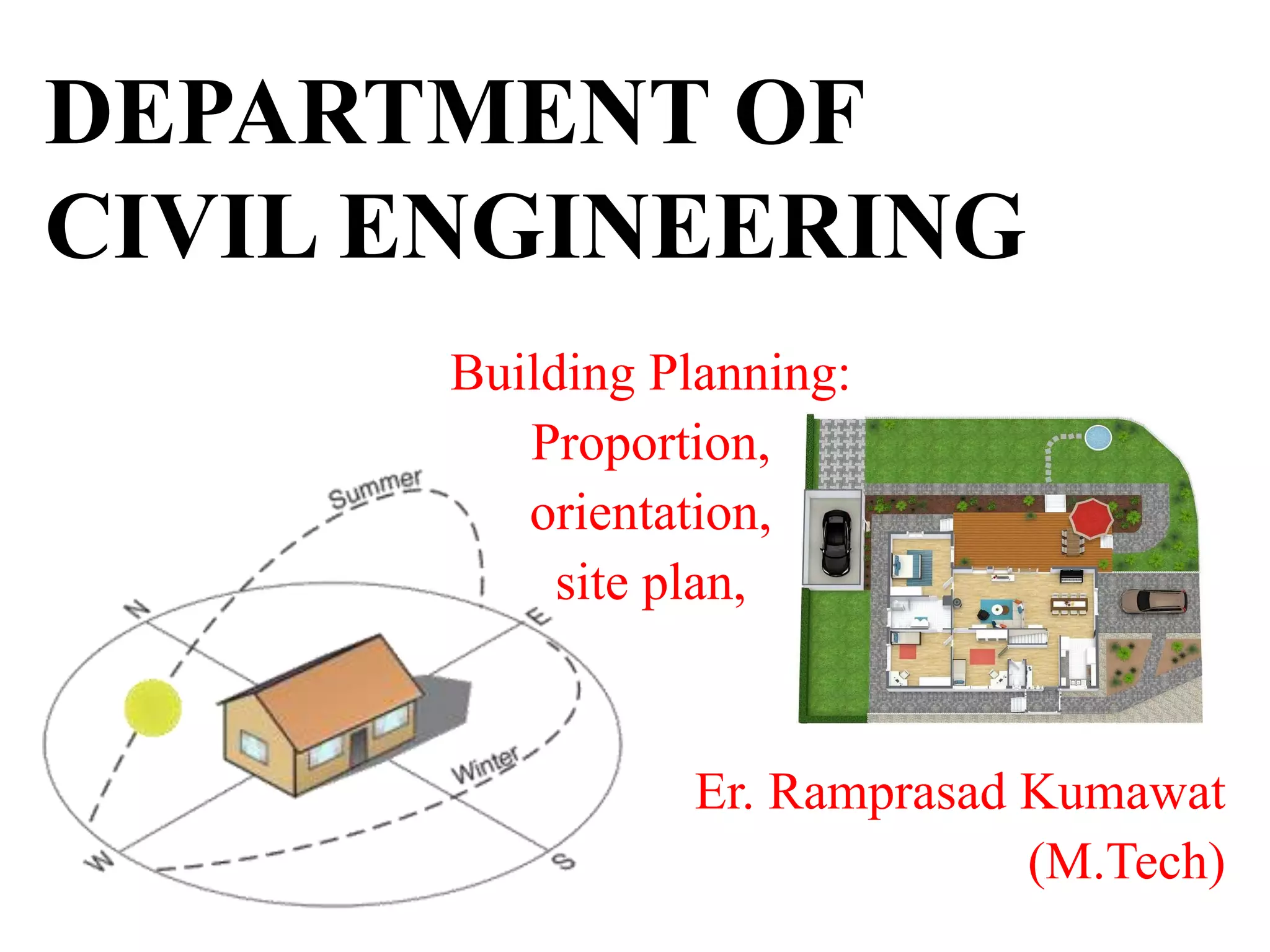 Building Planning Proportion Orientation Site Plan | PPTX