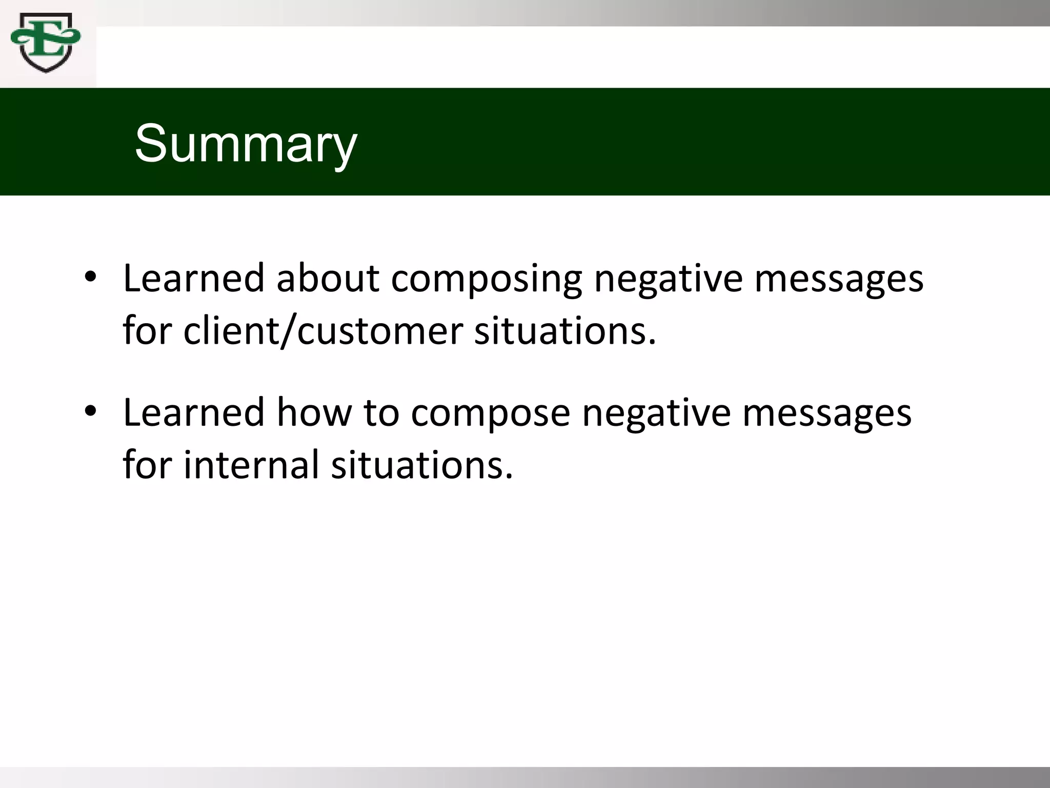 COMM 100 Chpt 7 Negative Writing Situations | PPTX | Resume Writing and ...