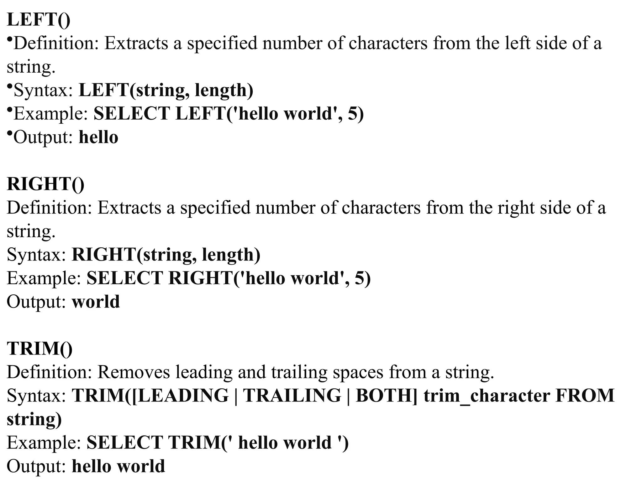 character function in database managemnet system | PPTX