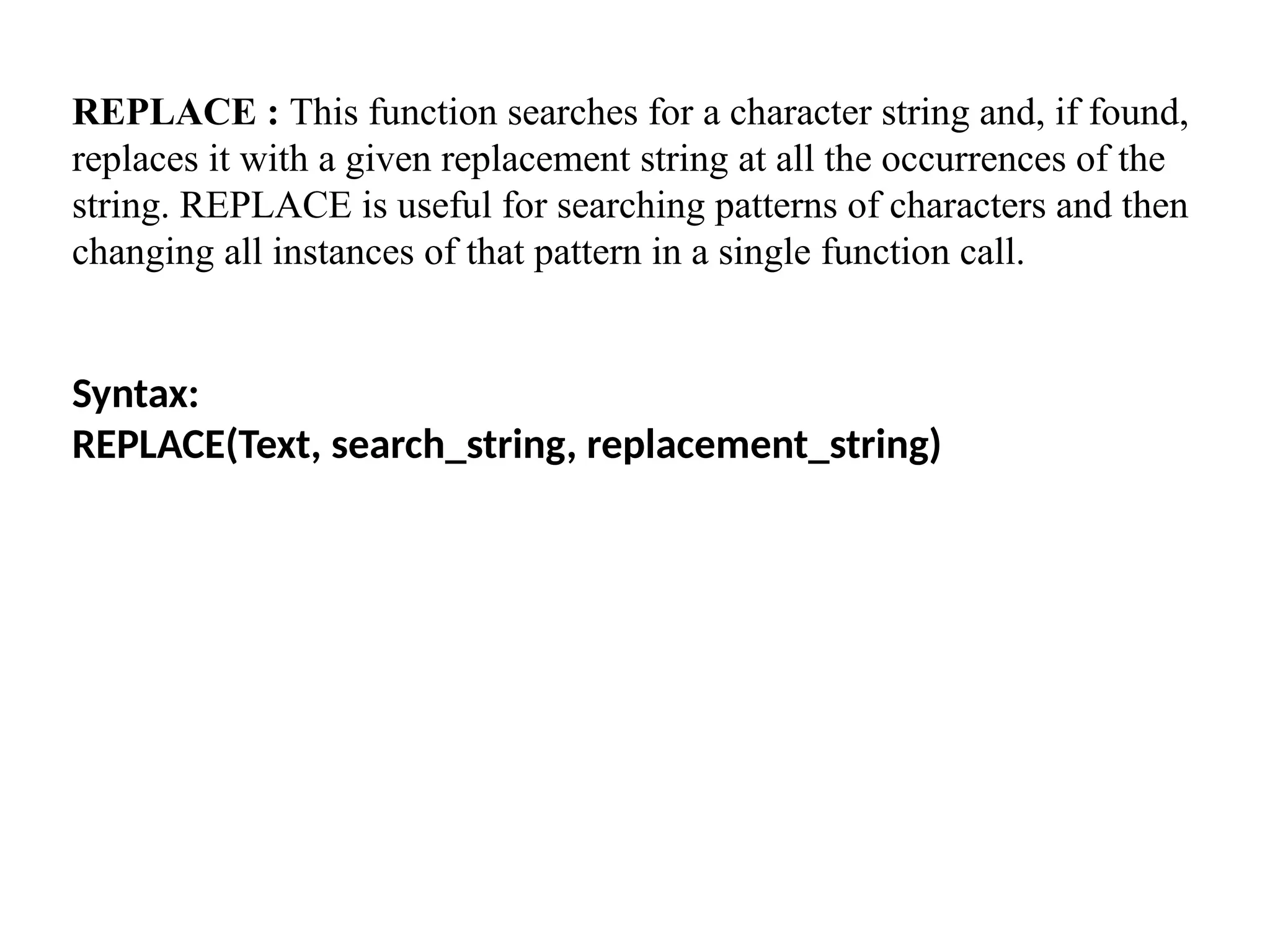 character function in database managemnet system | PPTX