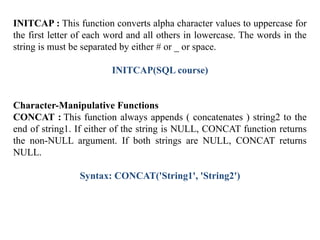 character function in database managemnet system | PPTX