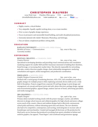 Chris Di Alfredi Resume And Portfolio Sample November 2010 | PDF ...
