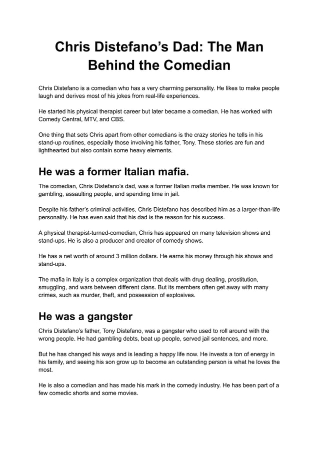 Chris Distefano’s Dad_ The Man Behind the Comedian.pdf | Free Download