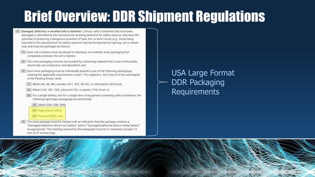 REGULATIONS FOR SHIPMENT OF DDR LARGE FORMAT BATTERIES | PPT