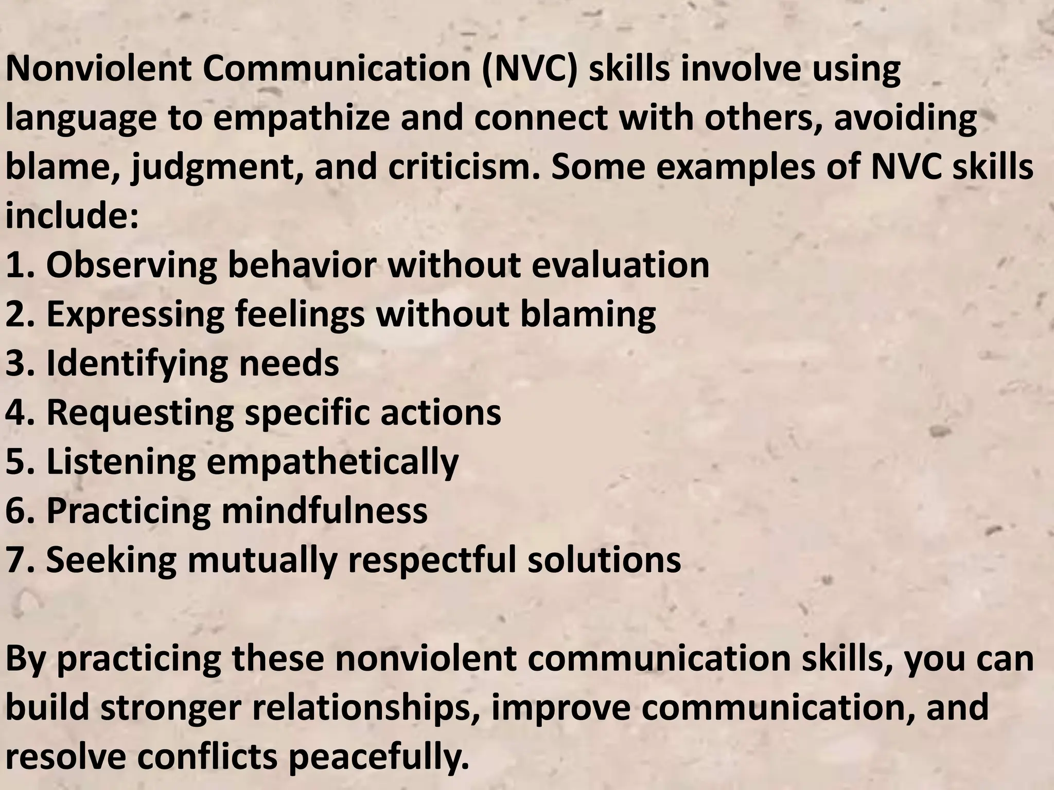 Non Violent Communication Skills for students reference | PPTX