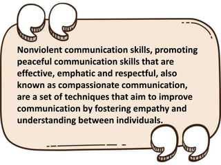 Non Violent Communication Skills for students reference | PPTX