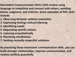 Non Violent Communication Skills for students reference | PPTX
