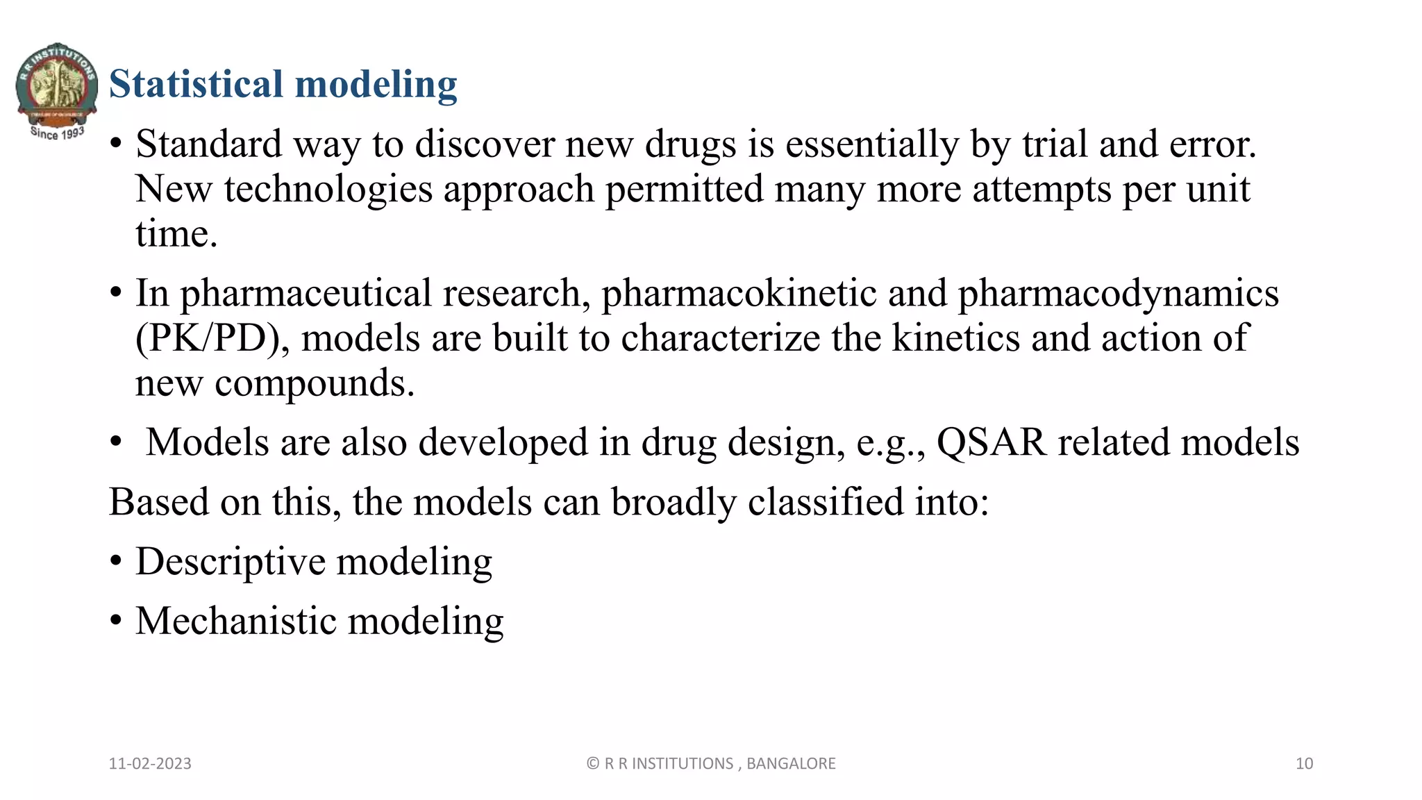 Statistical modeling in Pharmaceutical research and development.pptx