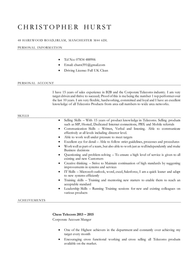 Chris hurst cv | PDF