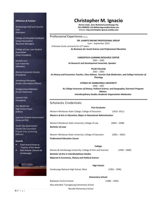 Chris ignacio resume | DOCX | Professional School | Postgraduate Education