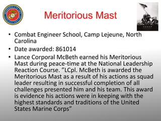 Christian Burns McBeth's Marine Corps Service History | PPTX