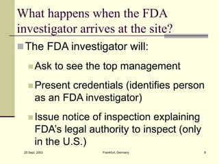 US FDA Approach to Auditing | PPT