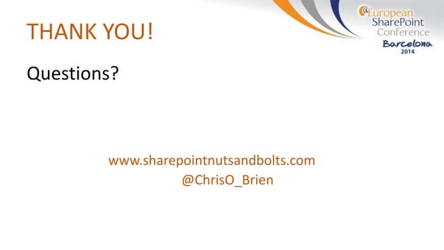 Chris O'Brien - Customizing the SharePoint/Office 365 UI with JavaScript (ESPC14) | PPT