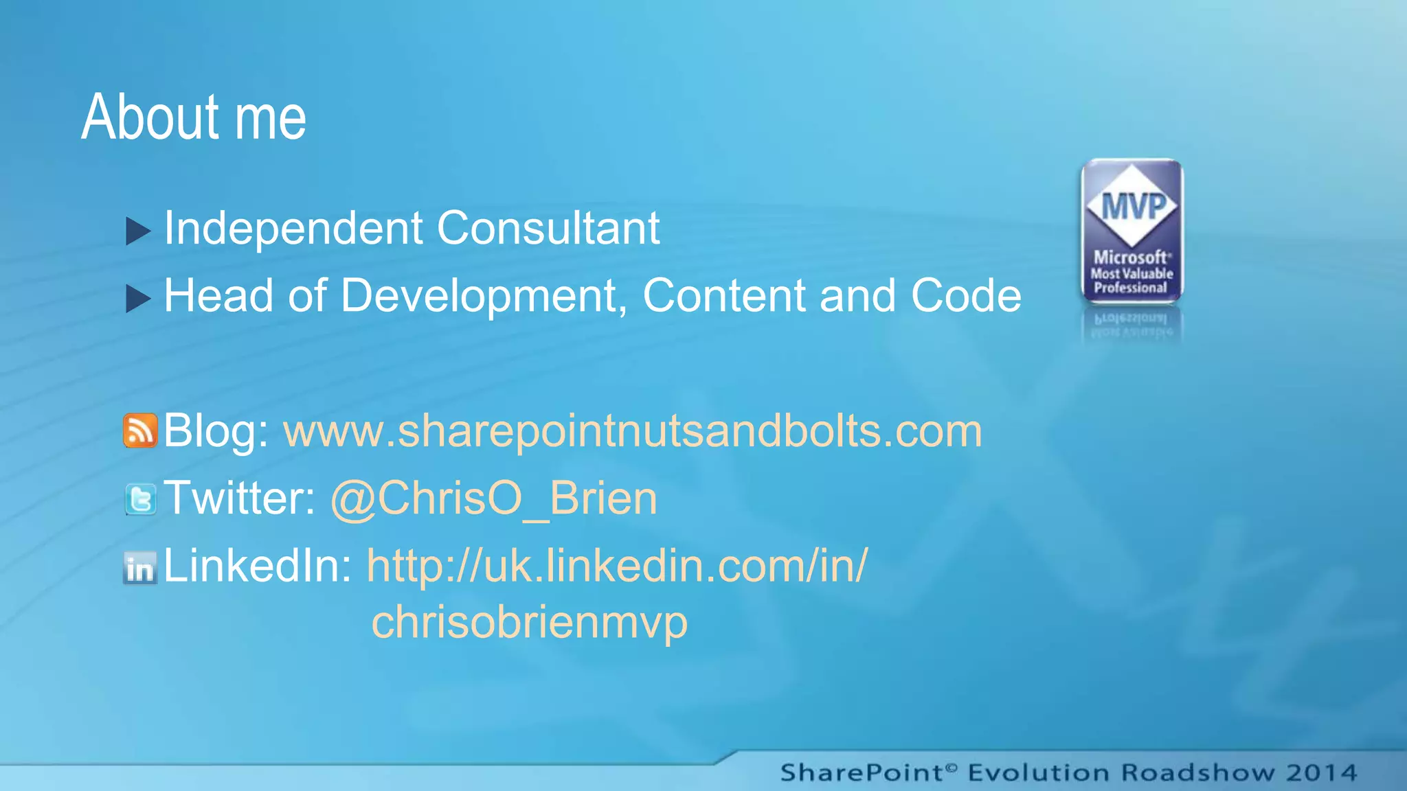 Chris O'Brien - Modern SharePoint development: techniques for moving code off SharePoint servers ...