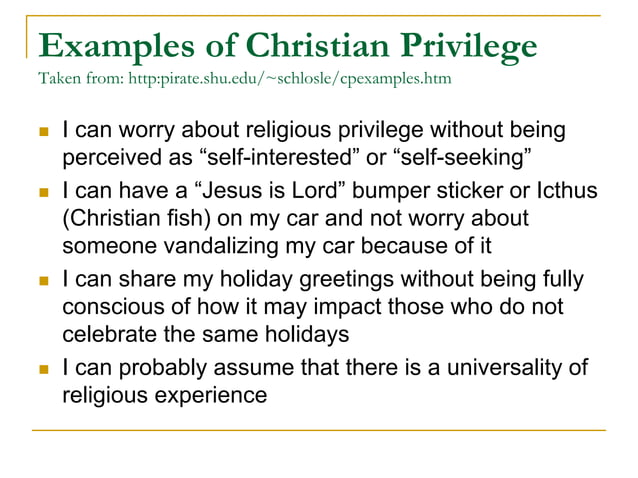 Unpacking Christian Privilege in a Nation Asserting "Religious ...