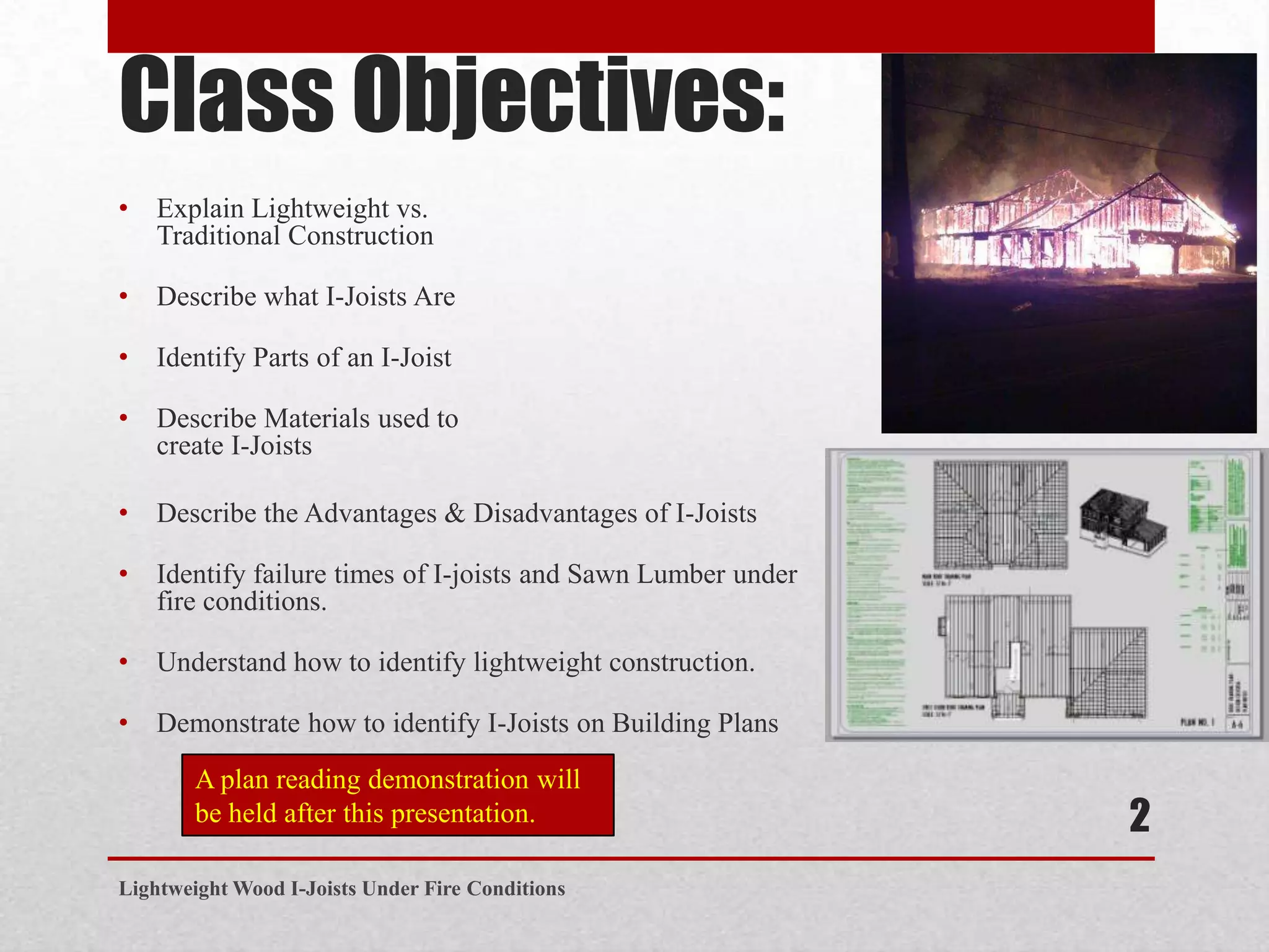 Lightweight I-Joist Construction Under Fire Conditions | PPTX