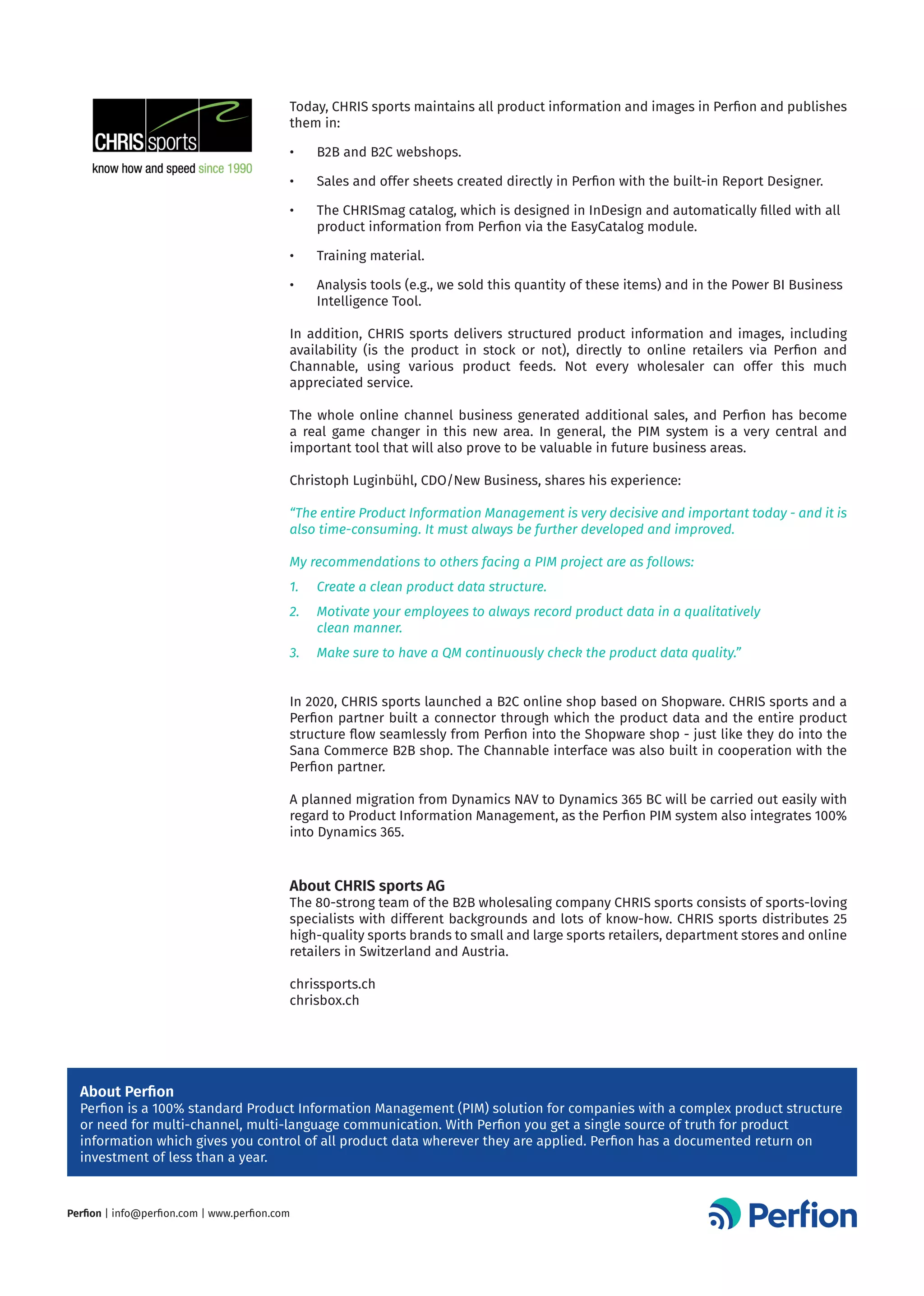 Case story: Perfion PIM became a game changer in new business areas | PDF