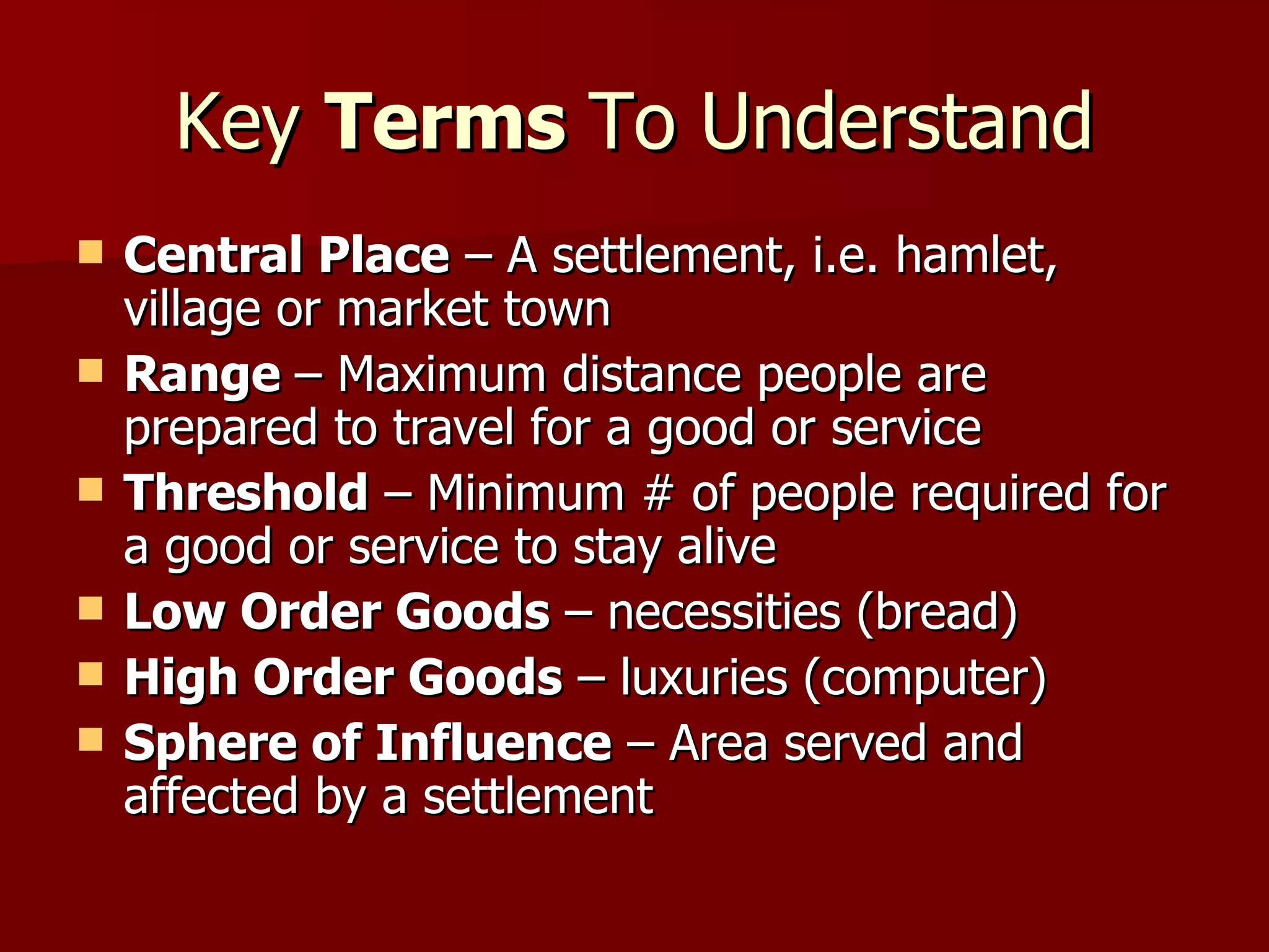 Christaller’S Central Place Theory | PPT