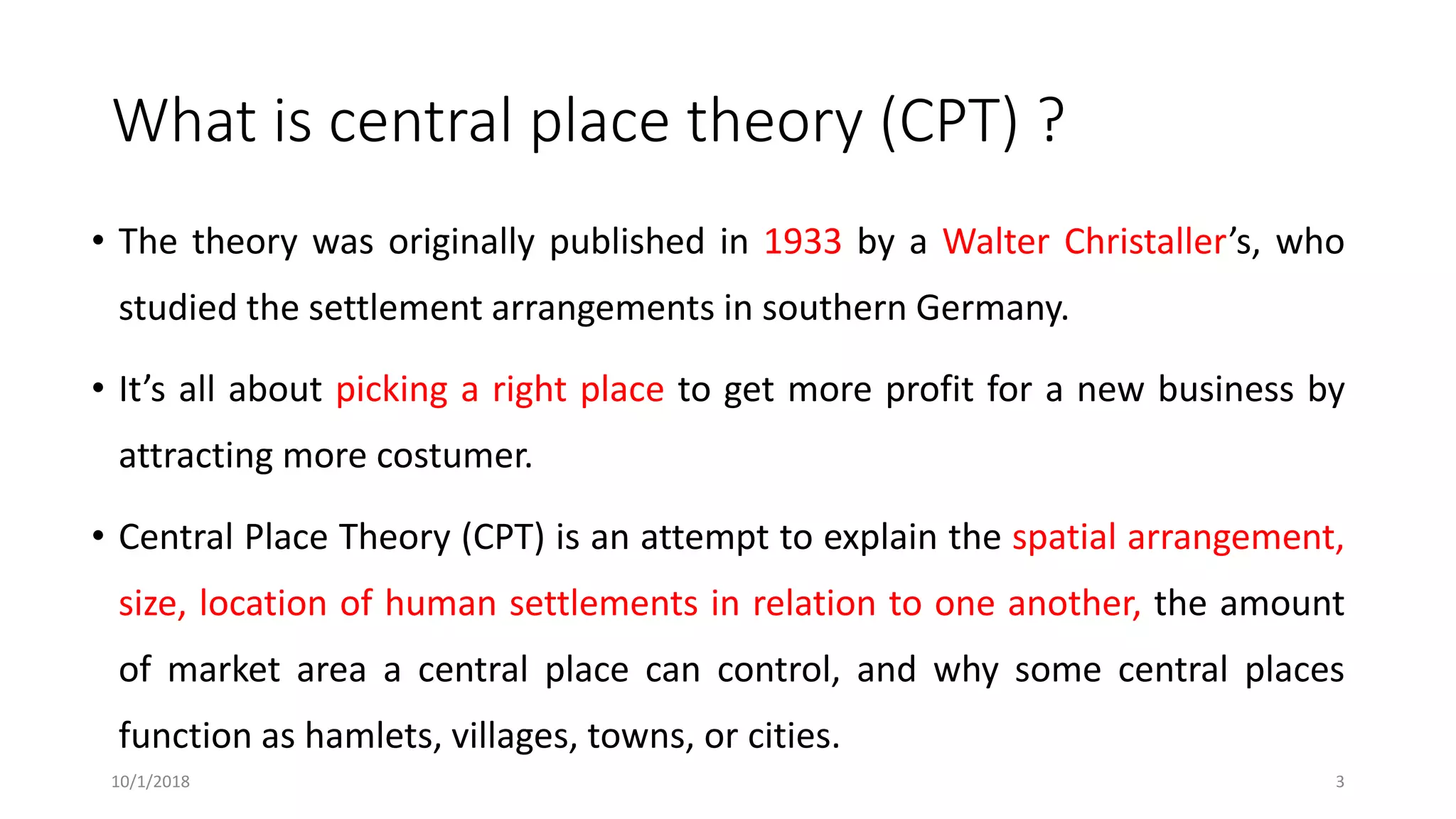 Christaller's central place theory | PPTX